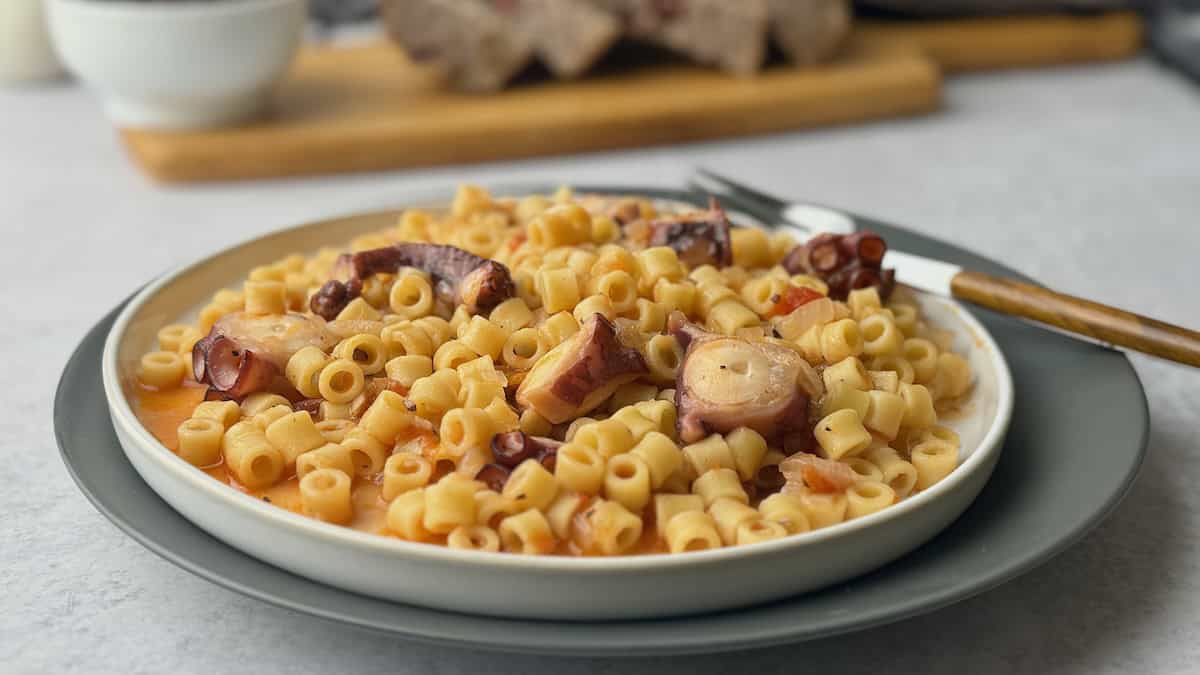 Mediterranean Cooked Octopus With Pasta In Tomato Sauce | Mamazilla