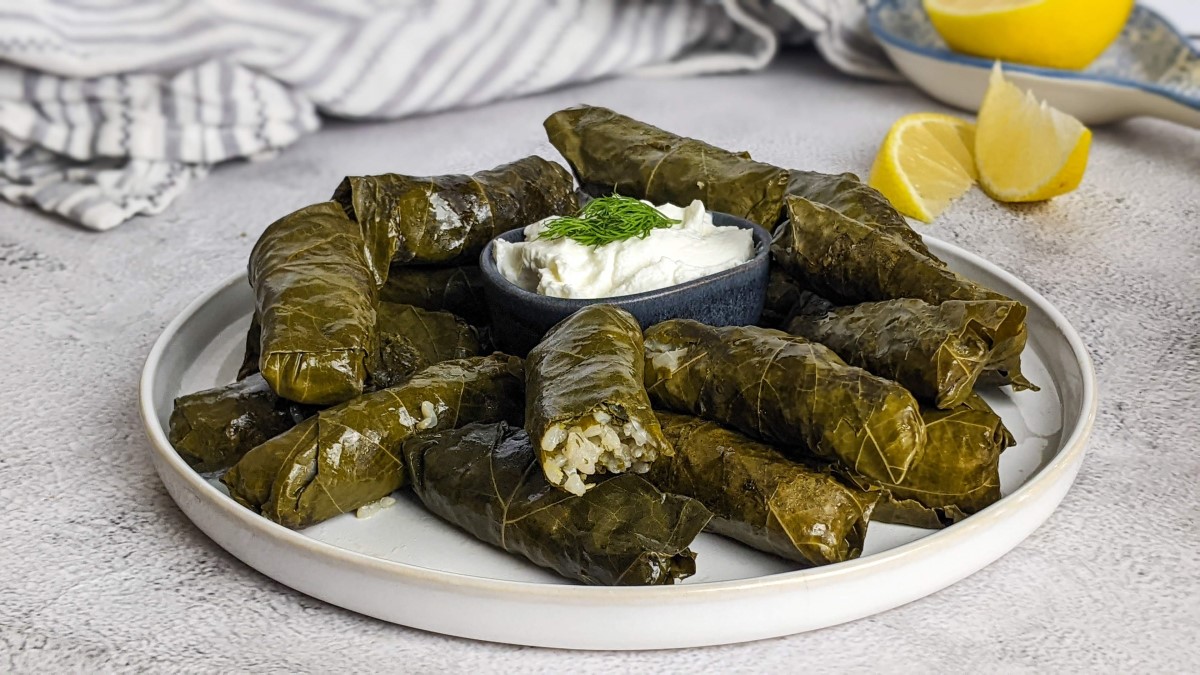 Dolmadakia - Greek Stuffed Grape Leaves With No Meat | Mamazilla